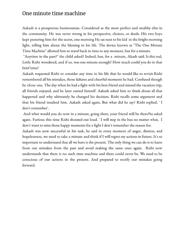 The One Minute Time Machine Lesson | PDF