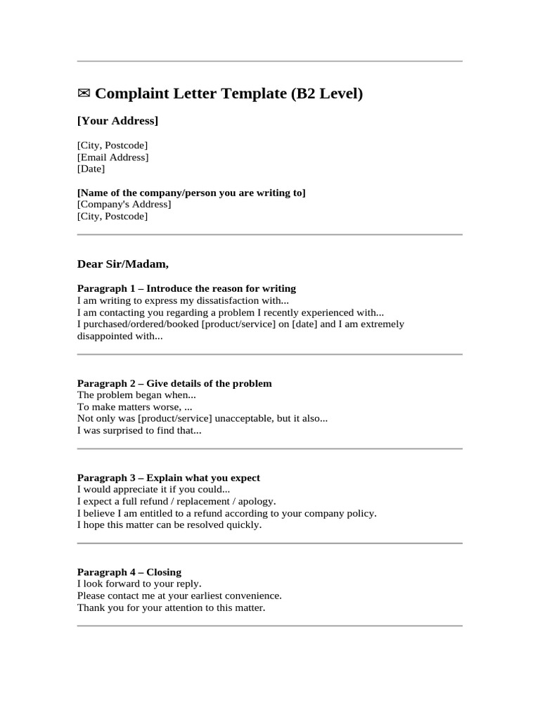 Complaint Letter Writing Guide | PDF