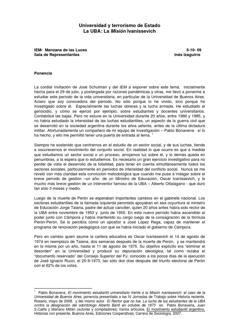 La Misión Ivanissevich y la intensificación de la guerra civil en la ...