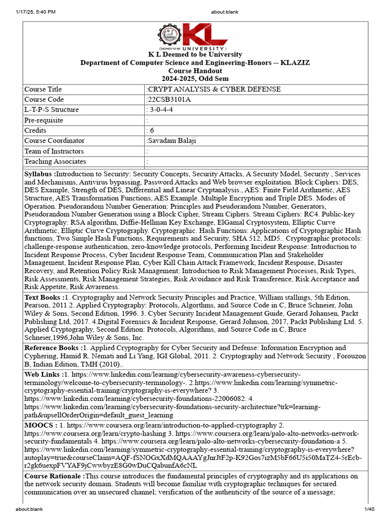 CACD-2024-2023 Even | PDF | Cryptography | Encryption