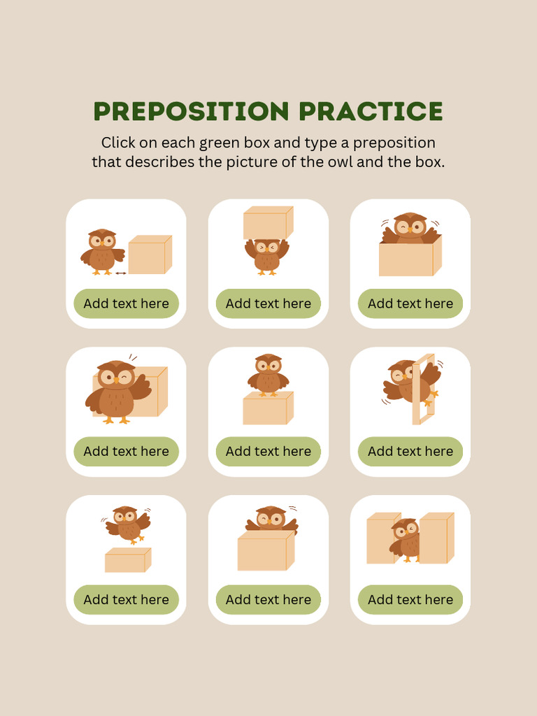 Naming Prepositions Parts of Speech Digital Worksheet in Green Simple ...