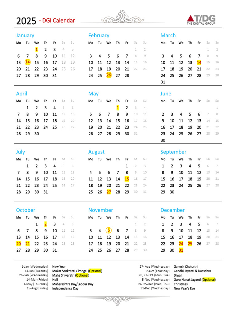 2025 DGI Calendar Printable Portrait | PDF | Observances | Religious ...