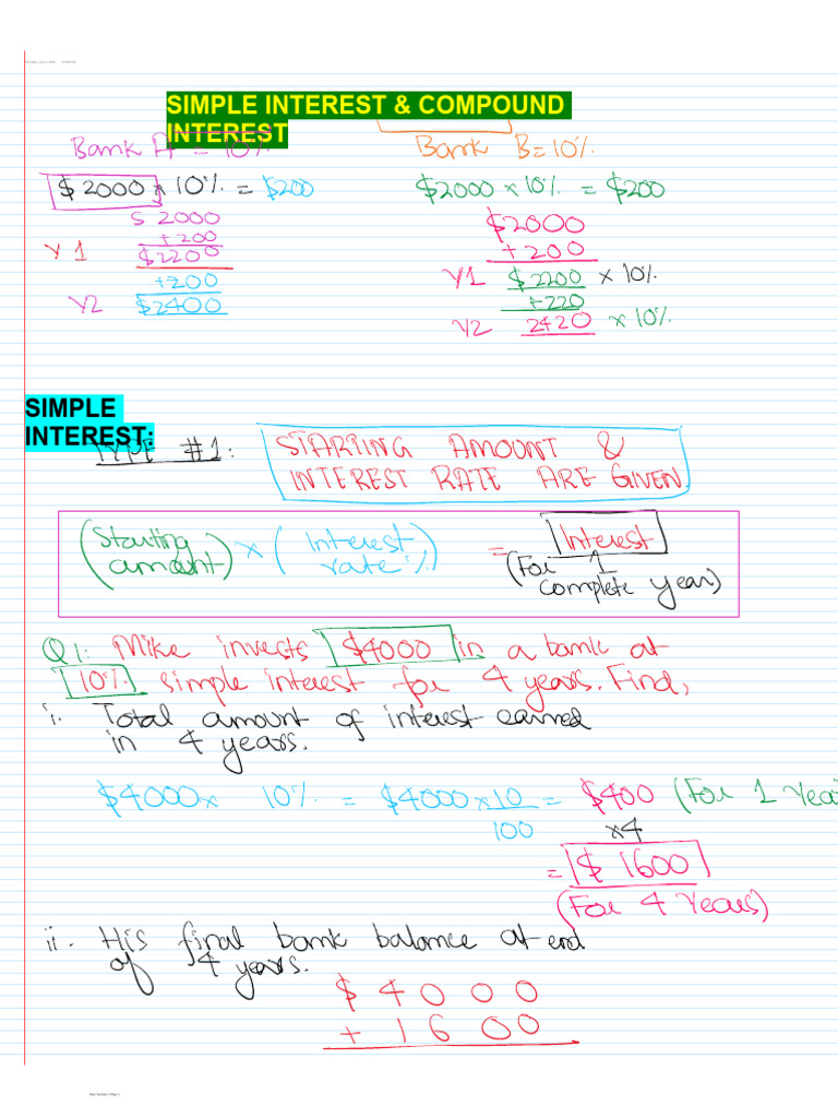 Simple vs. Compound Interest Explained | PDF
