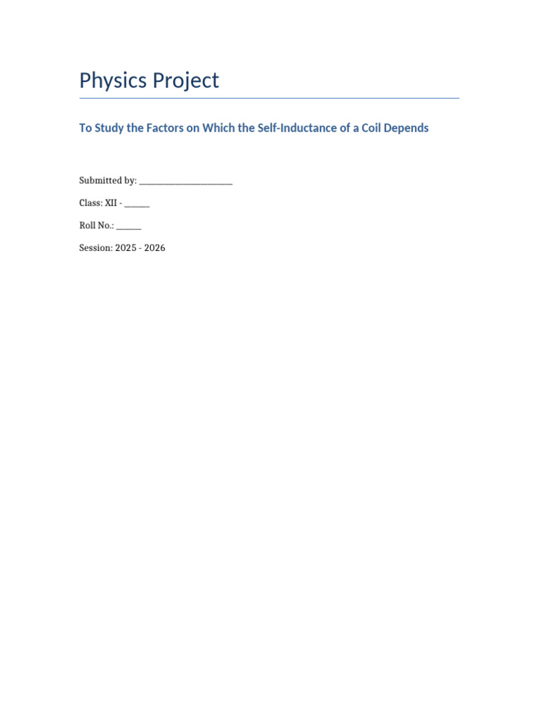 Self Inductance Project Part1 | PDF | Inductance | Inductor