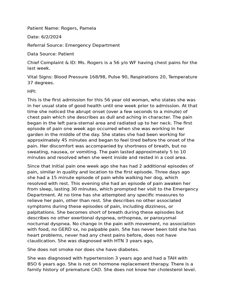 Sample Consultation Pamela Rogers | PDF | Blood Pressure | Heart