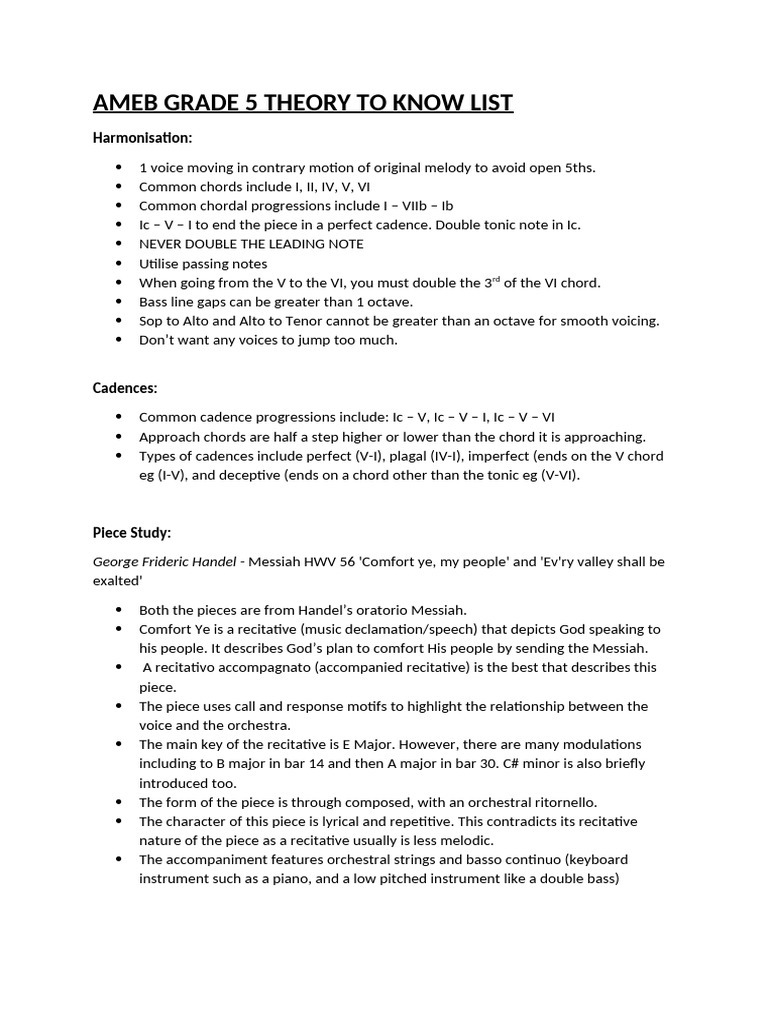 Ameb Grade 5 Theory To Know List | PDF | Clarinet | Oboe