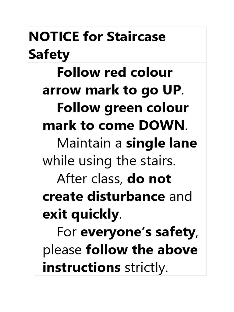 NOTICE For Staircase Safety | PDF