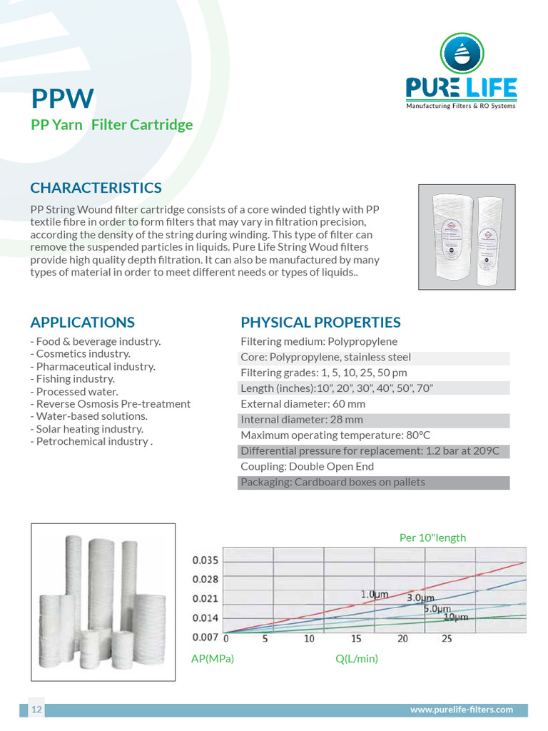 PPW Filter Data Sheet - Pure Life | PDF | Filtration | Secondary Sector ...
