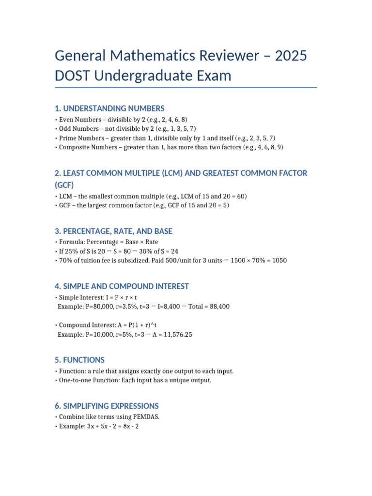 General Mathematics Reviewer 2025 | PDF