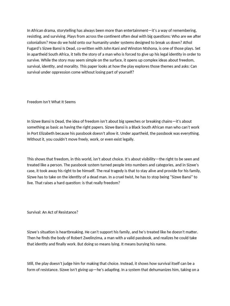 Themes of Survivaland So On | PDF