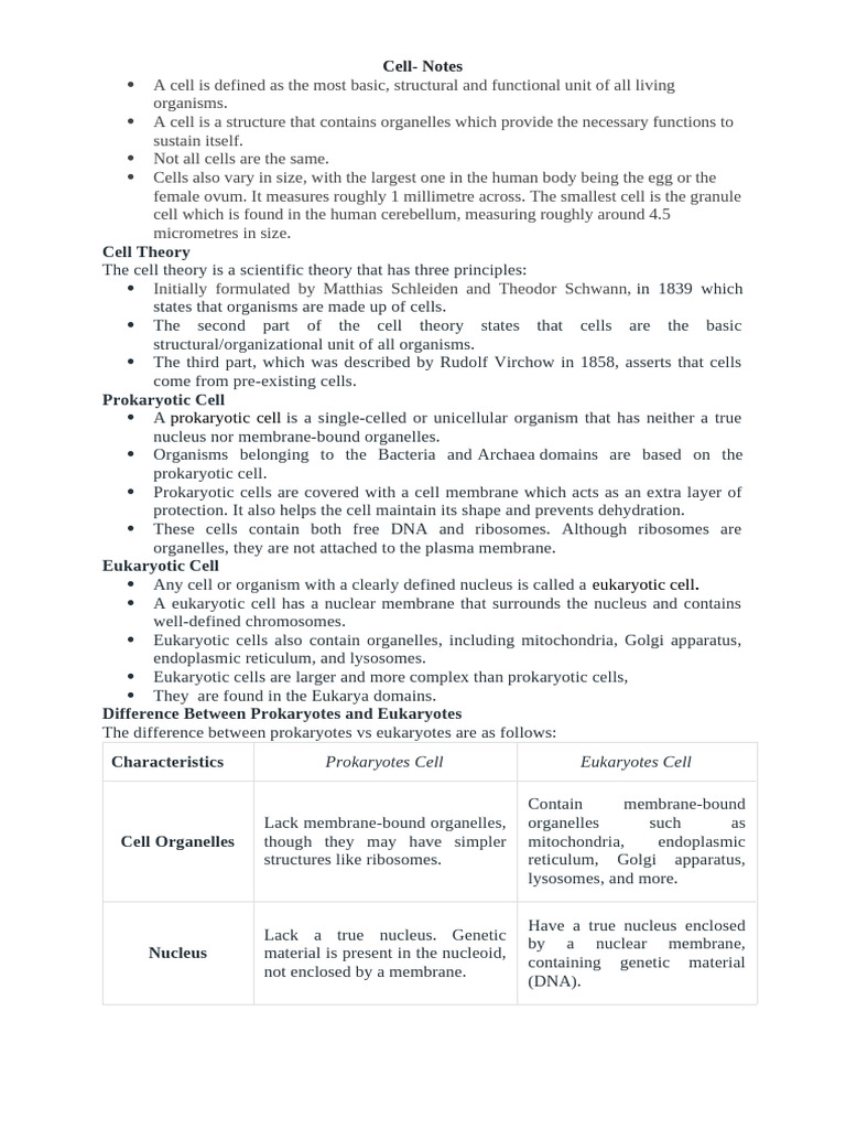 Cell Notes CLASS 11 BIO Very Detailed | PDF | Endoplasmic Reticulum ...