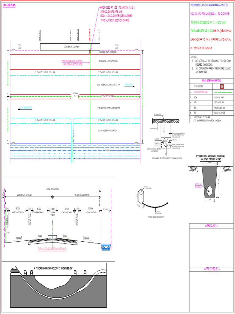 RCC/DI Pipe Line Layout Plan Punjab | PDF