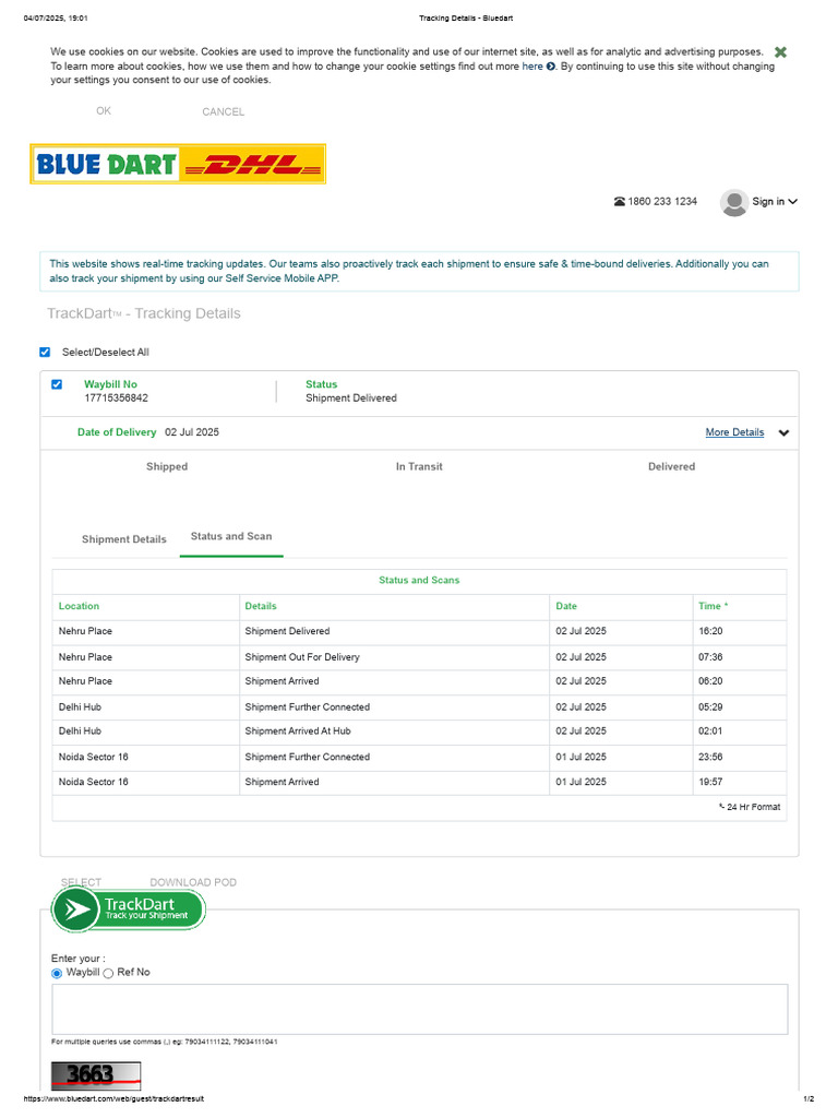 Tracking Details - Bluedart | PDF | Software | Computing