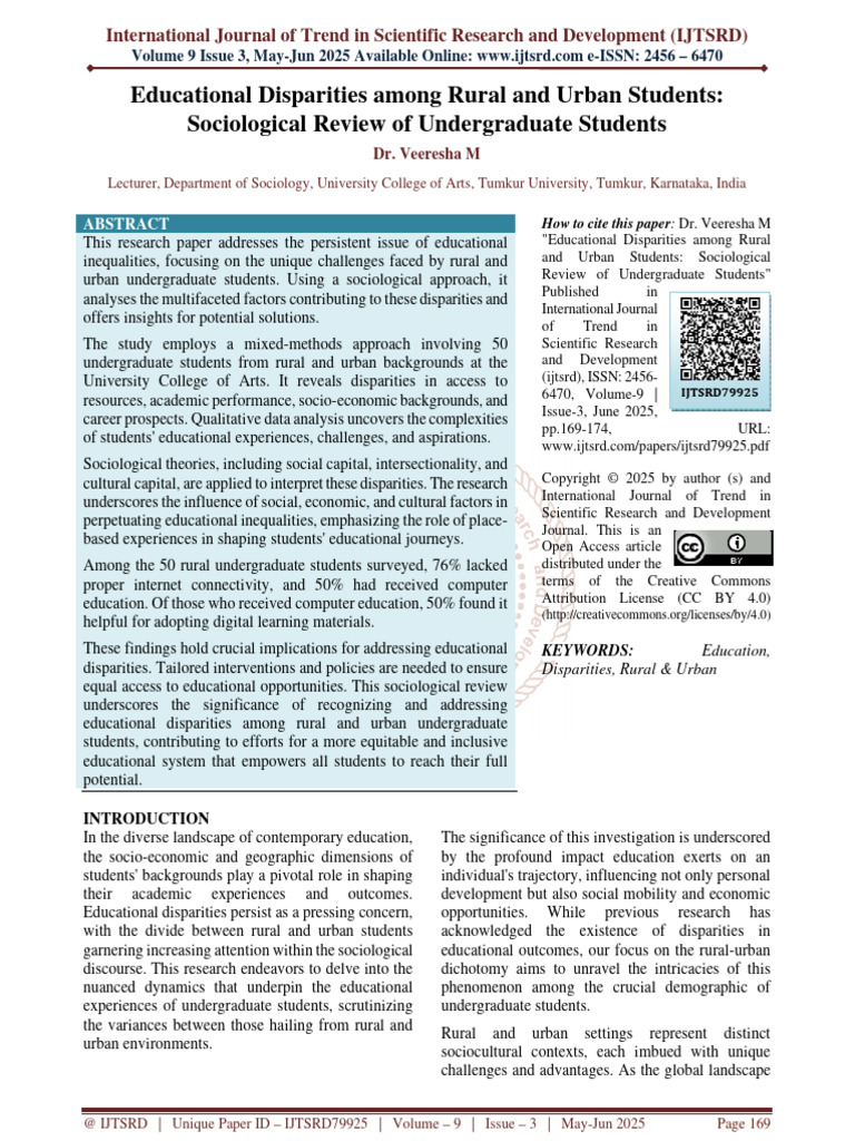 Educational Disparities: Rural vs Urban Students | PDF | Sociology ...