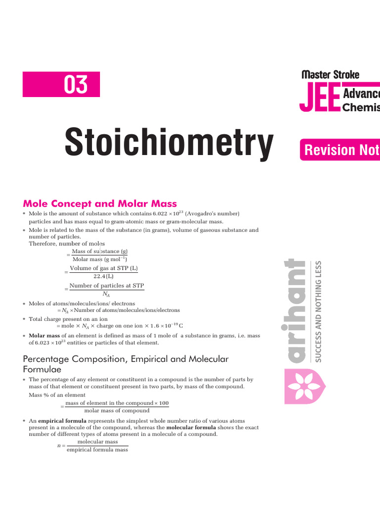 Molar Mass and Stoichiometry Guide | PDF | Stoichiometry | Mole (Unit)