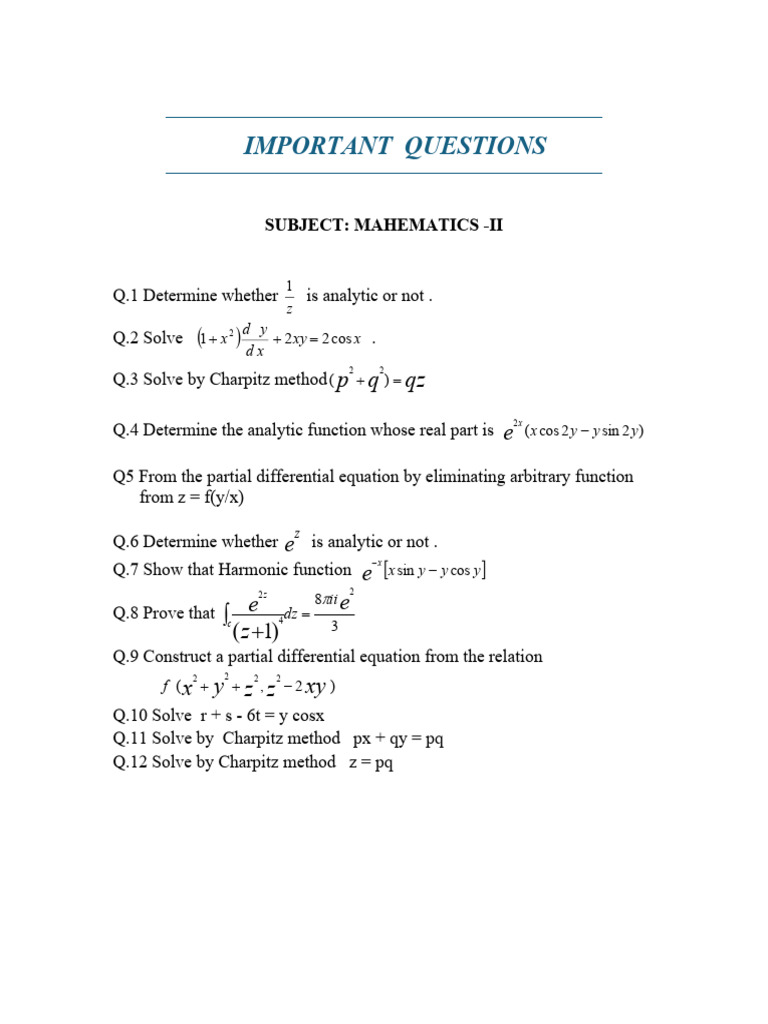 Important Question m2 | PDF