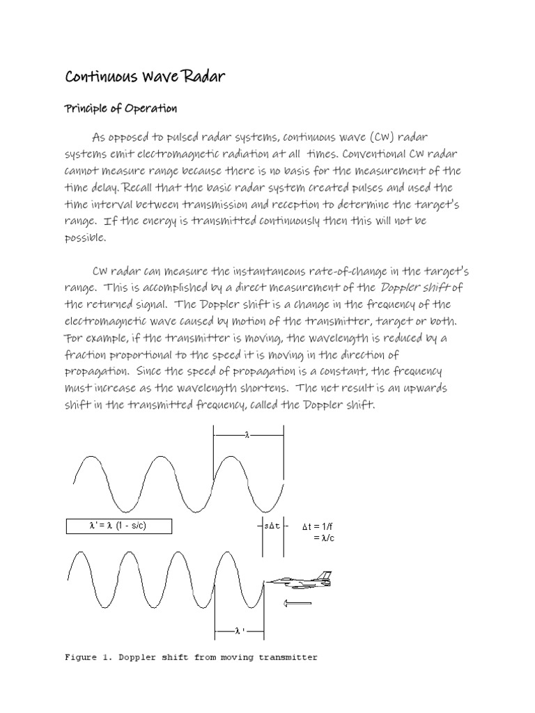 Continuous Wave Radar | PDF | Doppler Effect | Radar