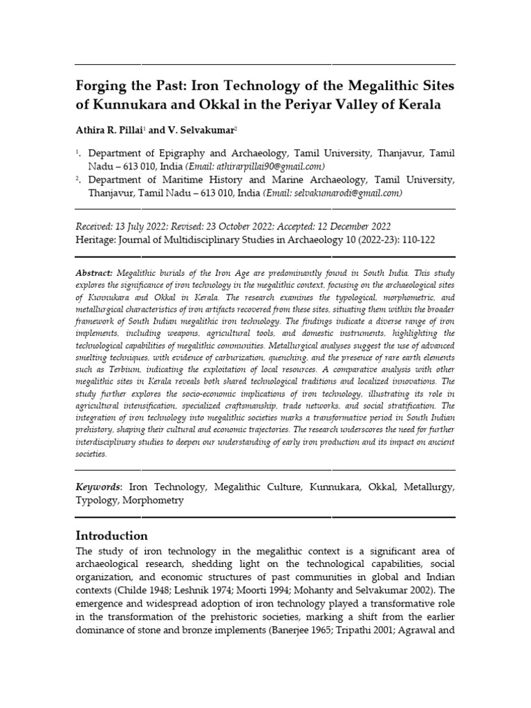Iron Technology in Kerala's Megaliths | PDF | Metallurgy | Iron