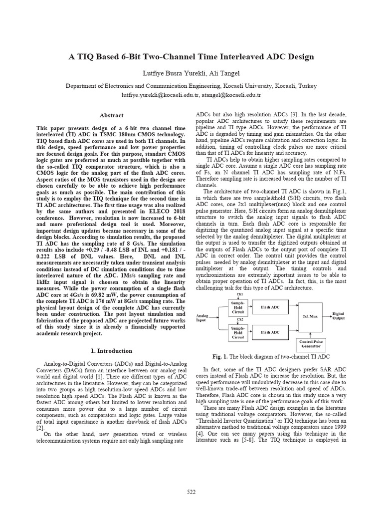 A TIQ Based 6-Bit Two-Channel Time Interleaved ADC Design | PDF ...