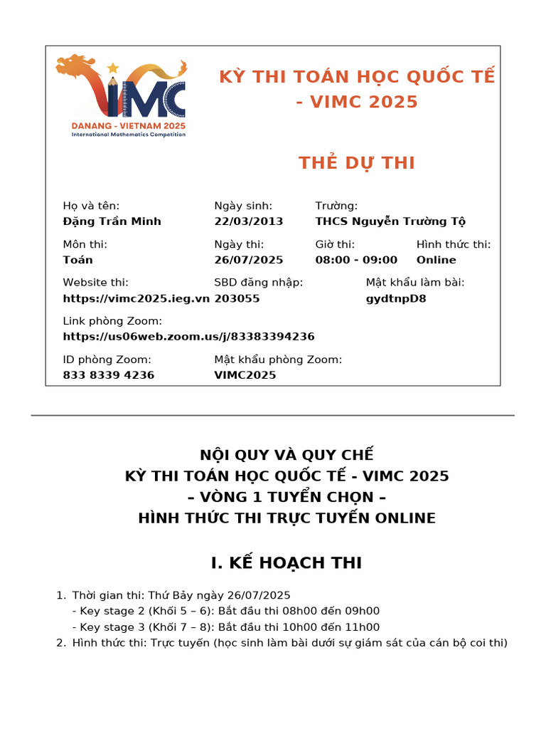 VIMC Card 2025 | PDF