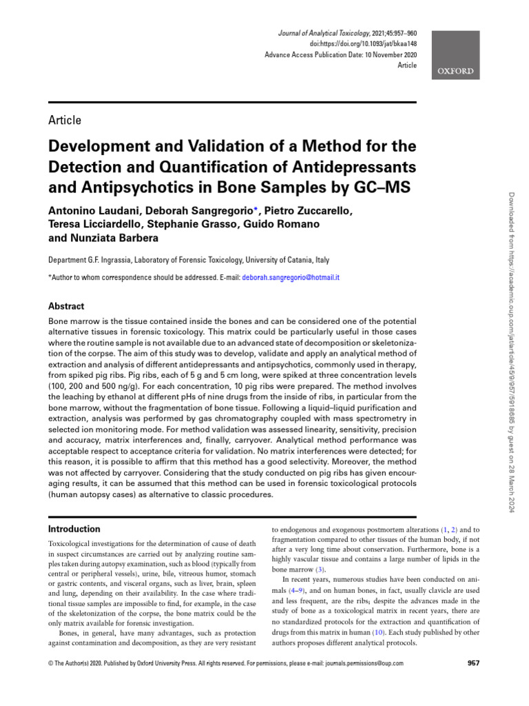 Detecting Antidepressants in Bone Samples | PDF | Gas Chromatography ...