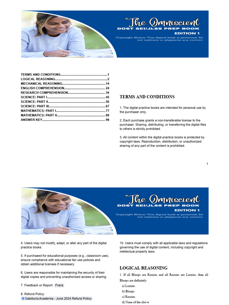 The Omniscient - DOST SEI - JLSS Practice Book by Sabiduria Academia ...