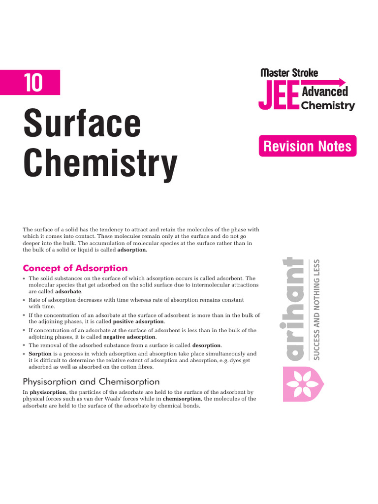 CH 10 Revision Notes Surface Chemistry | PDF | Adsorption | Catalysis