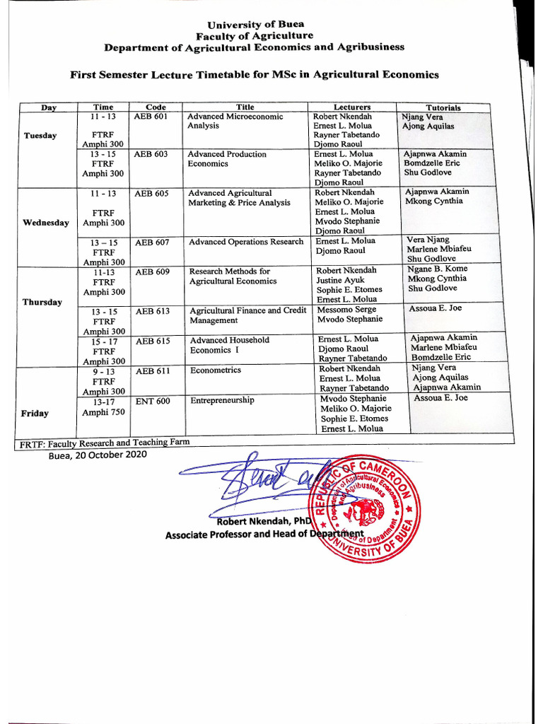 PG Timetable | PDF