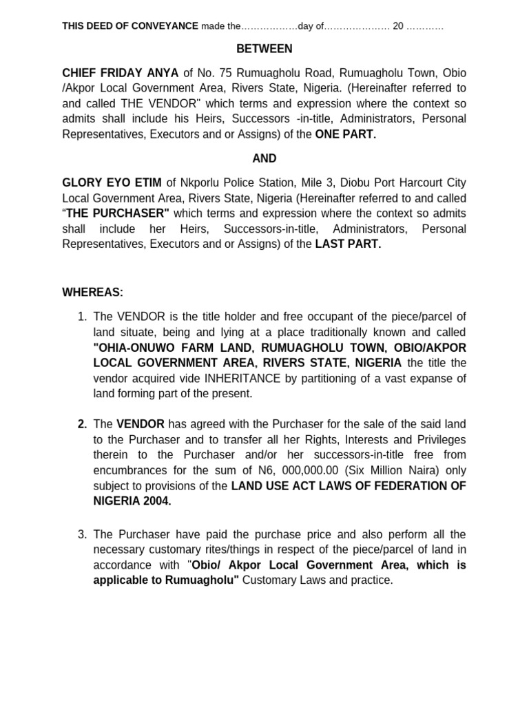 This Deed of Conveyance Made The | PDF | Private Law | Common Law