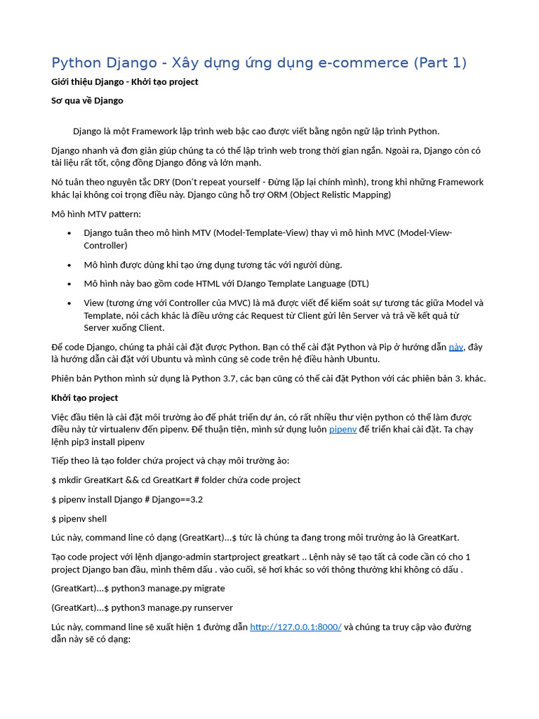 Python Django - Xây D NG NG D NG E-Commerce | PDF