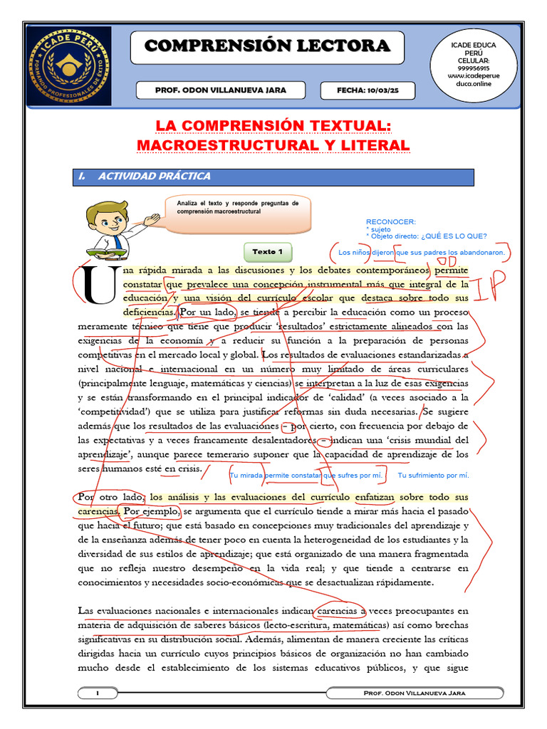 Comprensión Textual: Macroestructura y Literalidad | PDF | Plan de ...