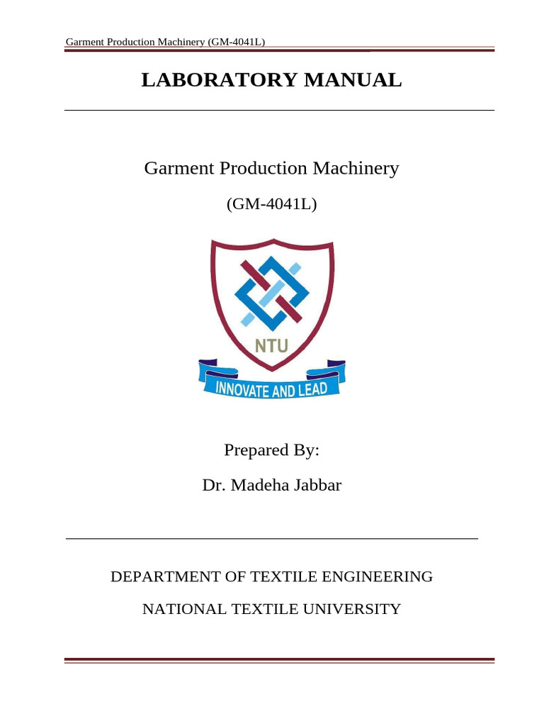 Laboratory Manual GPM Completed | PDF | Sewing Machine | Seam (Sewing)