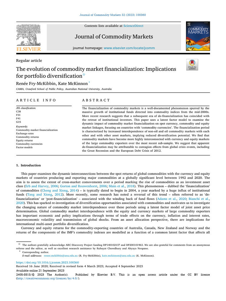 The Evolution of Commodity Market Financialization Im 2023 Journal of ...