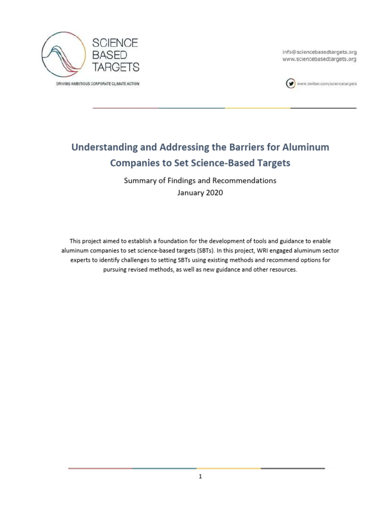 Barriers to SBTs in Aluminum Sector | PDF | Climate Change | Climate ...