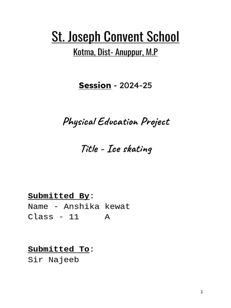P.E Project On The Topic "Ice Skating" For Class 11 | PDF | Figure Skating | Ice Sports