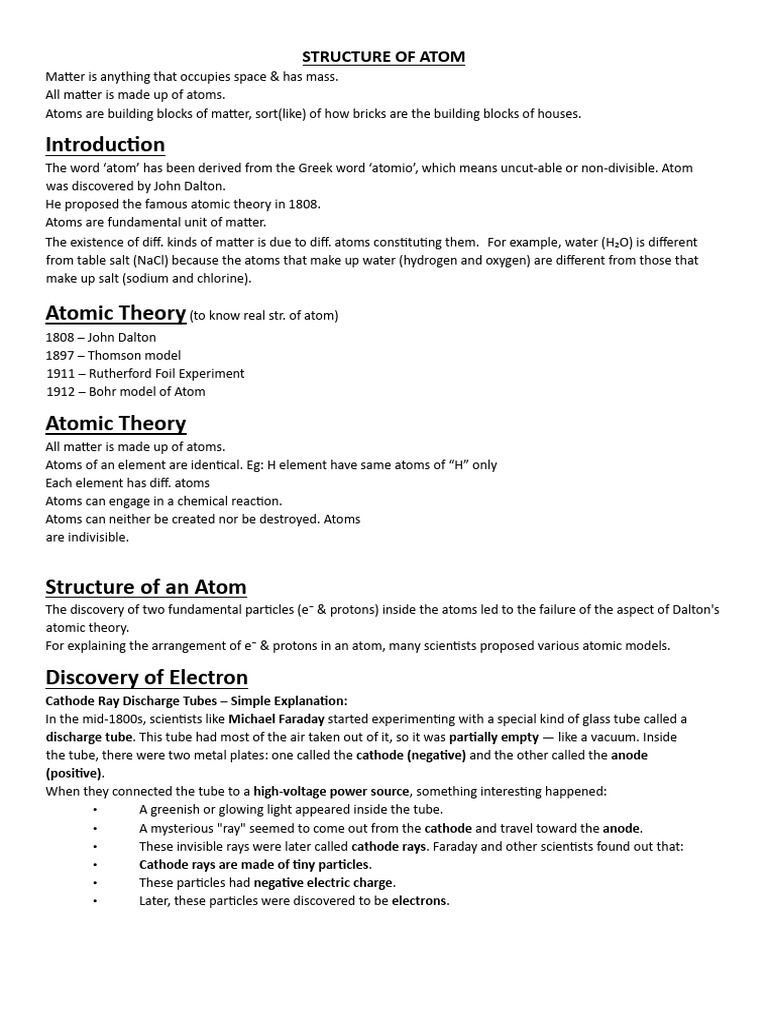 Structure of Atom Class 11 (1) Saloni 1 | PDF | Atoms | Atomic Nucleus
