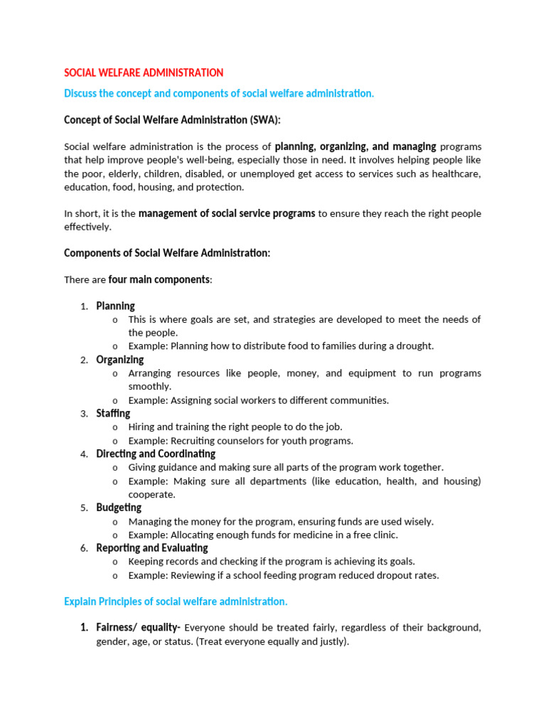 Overview of Social Welfare Administration | PDF | Social Work | Policy