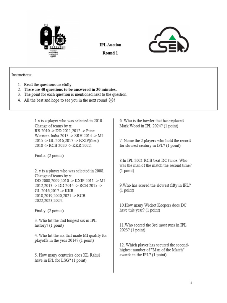 Abacus Questions | PDF | Team Sports | Cricket