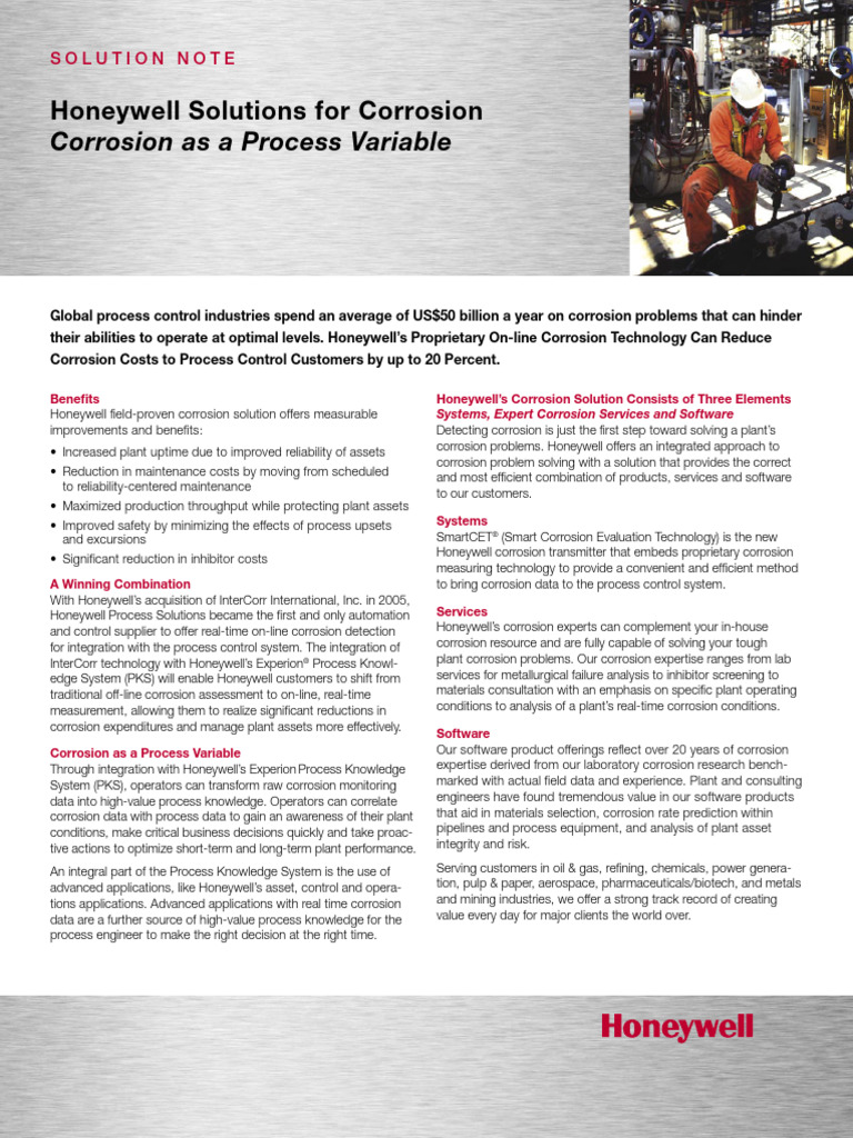Honeywell SmartCET Corrosion Solutions | PDF | Corrosion | Oil Refinery