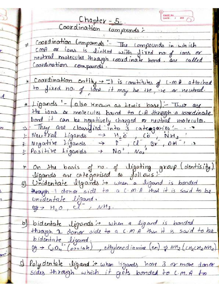 Coordination Compounds Class 12th Cbse | PDF