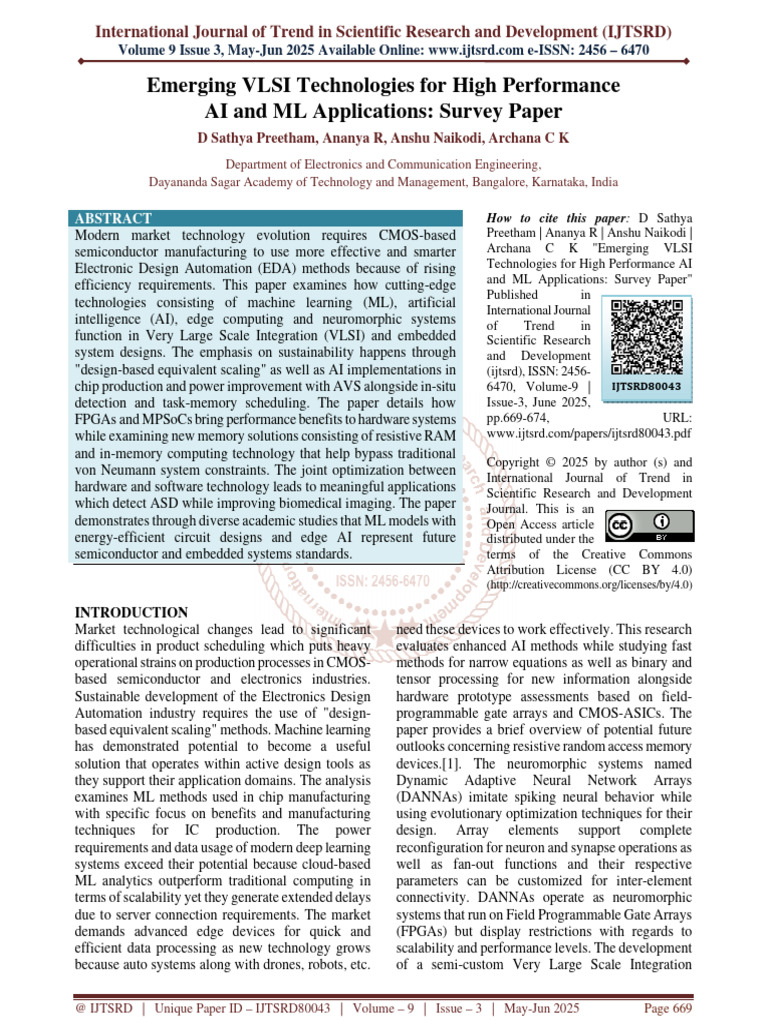 VLSI Technologies for AI & ML Advances | PDF | System On A Chip ...