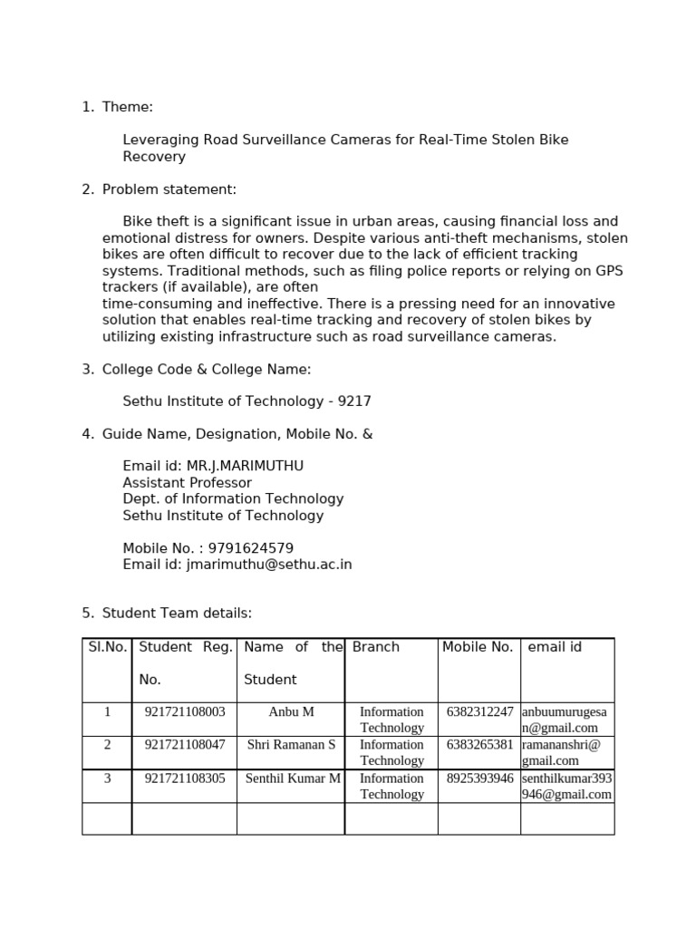 Annexure - III Template For Project Proposal | PDF | Surveillance ...
