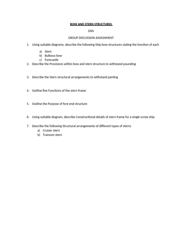 Bow and Stern Structures Assignment | PDF