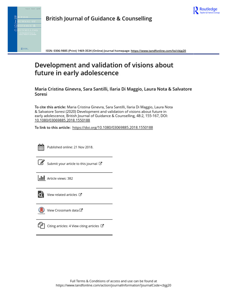 Development and Validation of Visions About Future in Early Adolescence ...