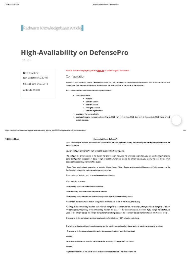 High-Availability On DefensePro | PDF | Computer Cluster | Routing