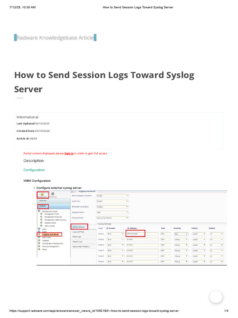 How To Send Session Logs Toward Syslog Server | PDF | Computer Science | Network Architecture