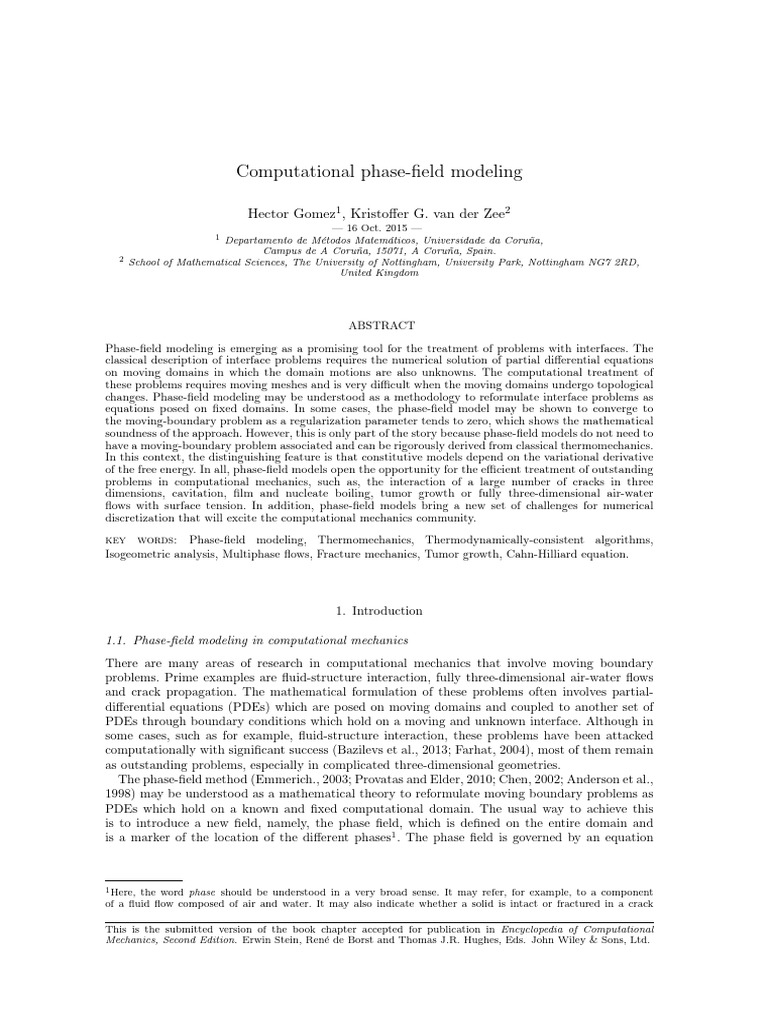 Computational Phase-Field Modeling - Gomez VanderZee NottmEprint2016 ...