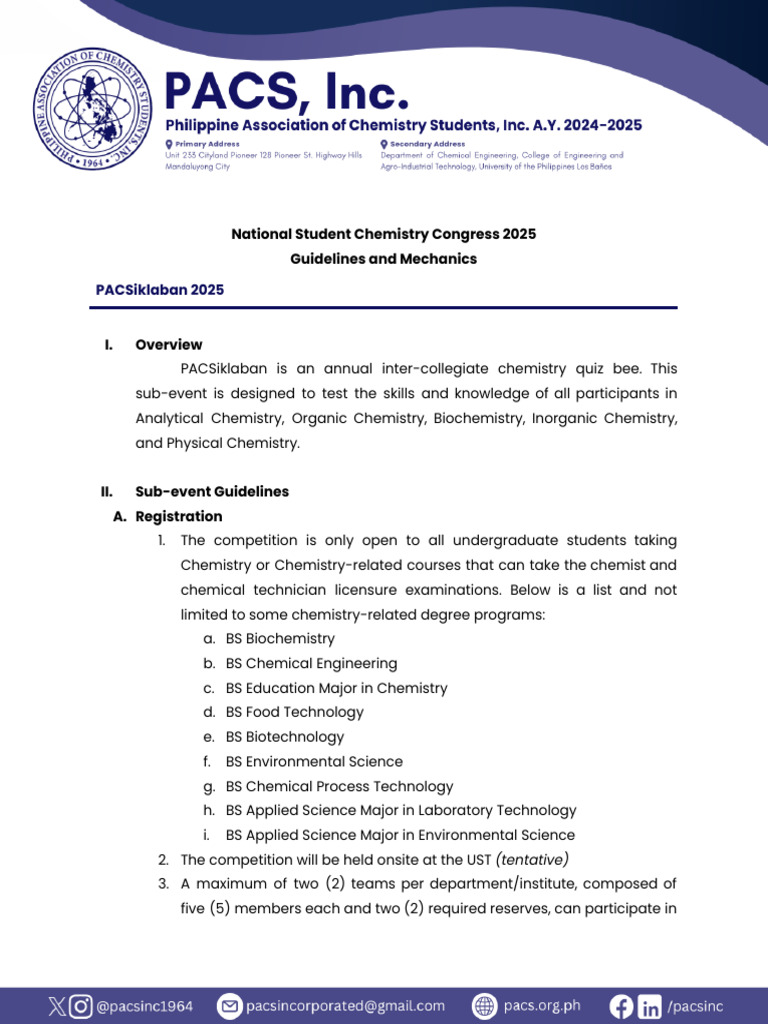 NCSC 2025 Overall Guidelines | PDF | Résumé | Chemist