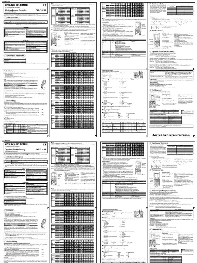 PAR-FL32MA Wireless Remote P-Series R-410A (WT04768X01) | PDF