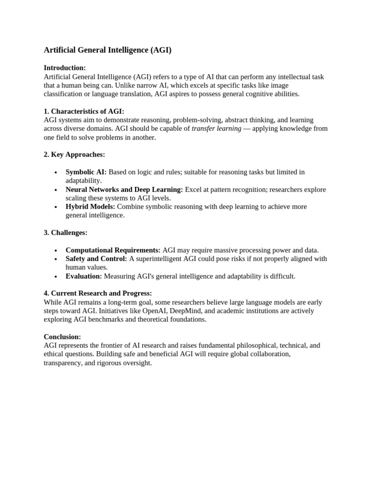 Artificial General Intelligence (AGI) | PDF